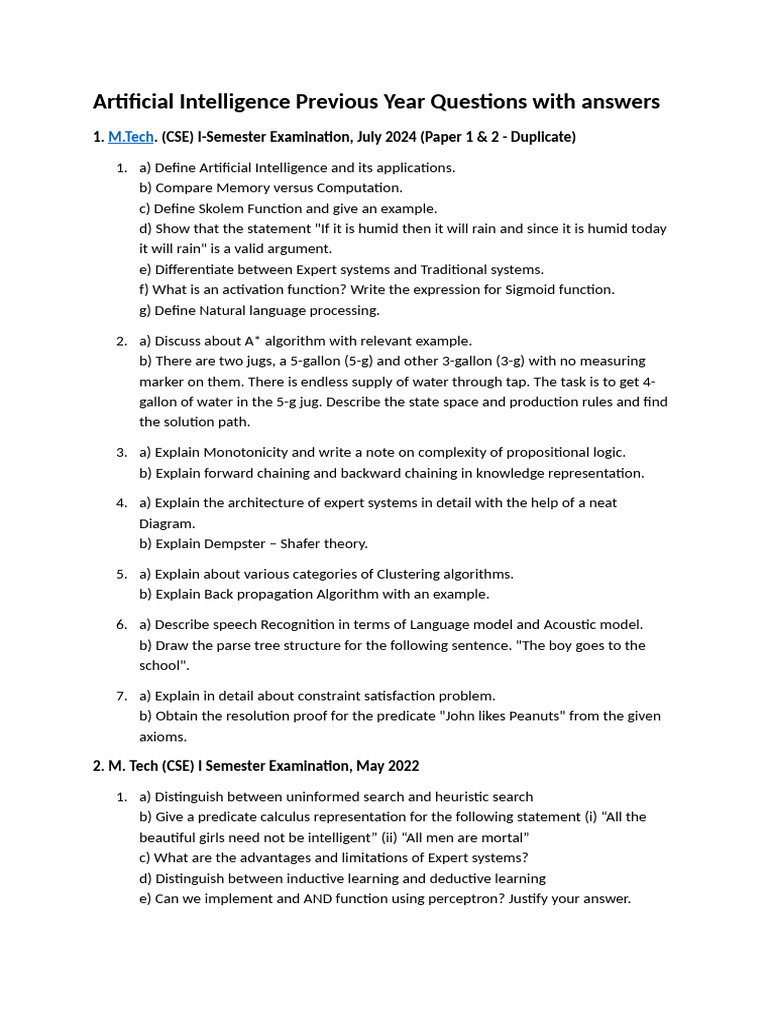 AI Exam Questions and Answers Guide | PDF | Cluster Analysis | Phrase