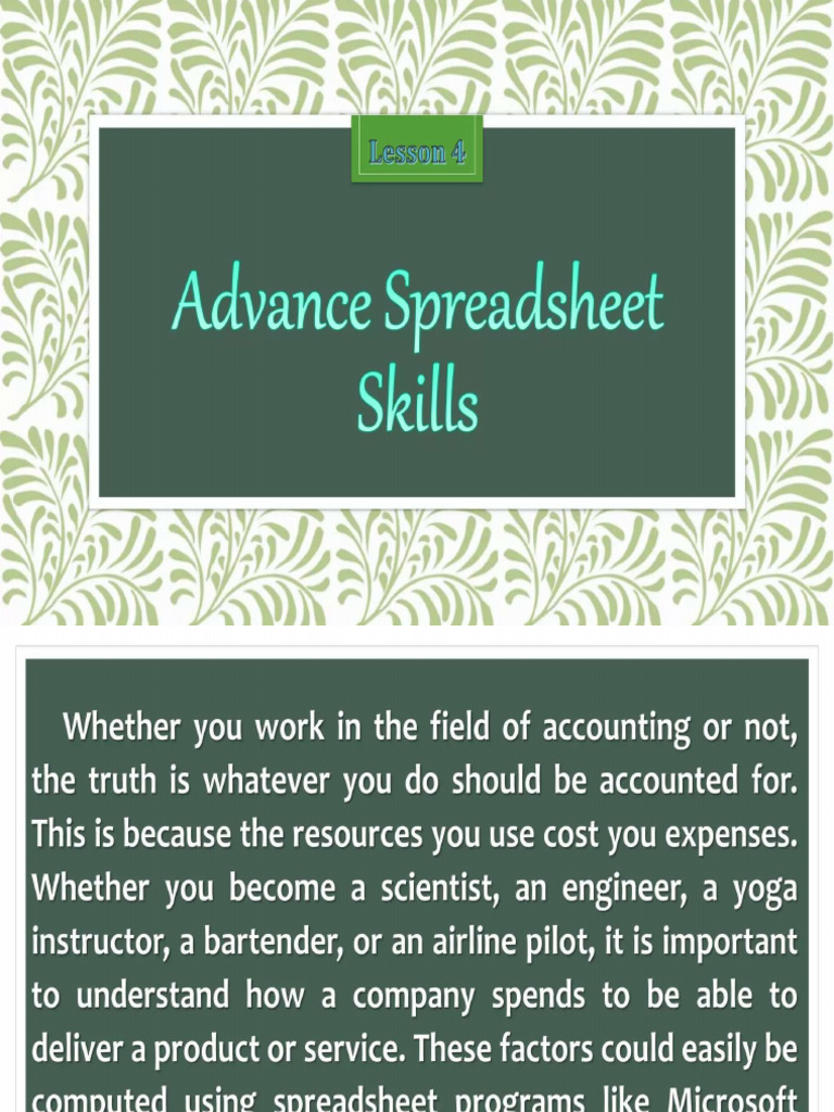 Lesson 4 Spreadsheet Empowerment Technology | PDF