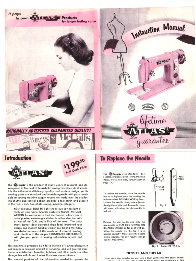 Atlas Window Matic HA4 B1 Sewing Machine Instruction Manual | PDF
