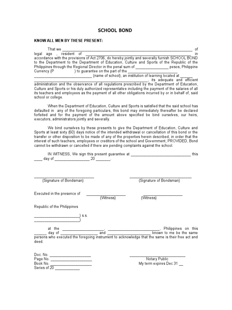 DEPED School Bond | PDF | Bonds (Finance) | Social Institutions