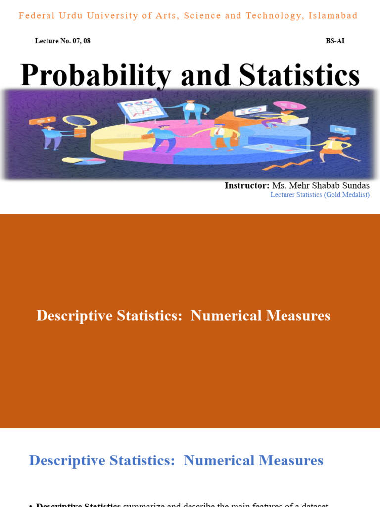 Probability and Statistics Lecture 07, 08 | PDF | Mean | Average