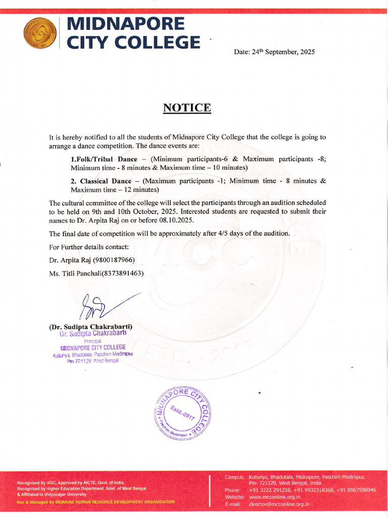 Dance Competition Notice for Students | PDF | Oral Literature | Dances