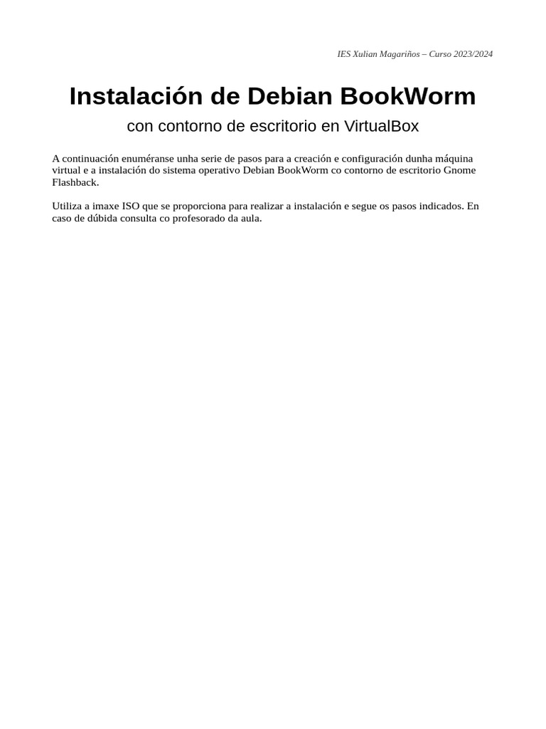 Instalacion Debian Bookworm Gui Virtualbox | PDF