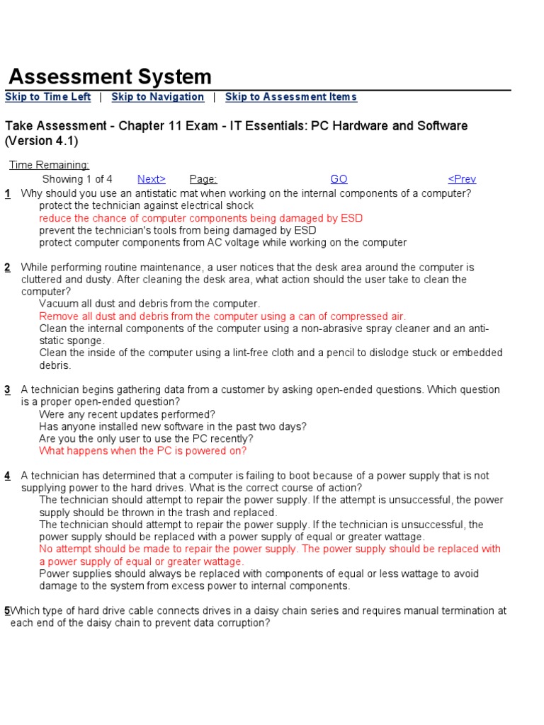 Assessment System: Take Assessment - Chapter 11 Exam - IT Essentials ...