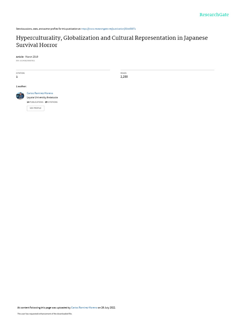 Hyperculturality, Globalization and Cultural Representation in Japanese Survival Horror | PDF ...