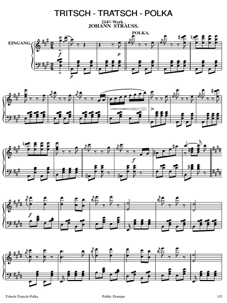Strauss-Jr-Johann-Tritsch Tratsch Polka Piano Solo | PDF