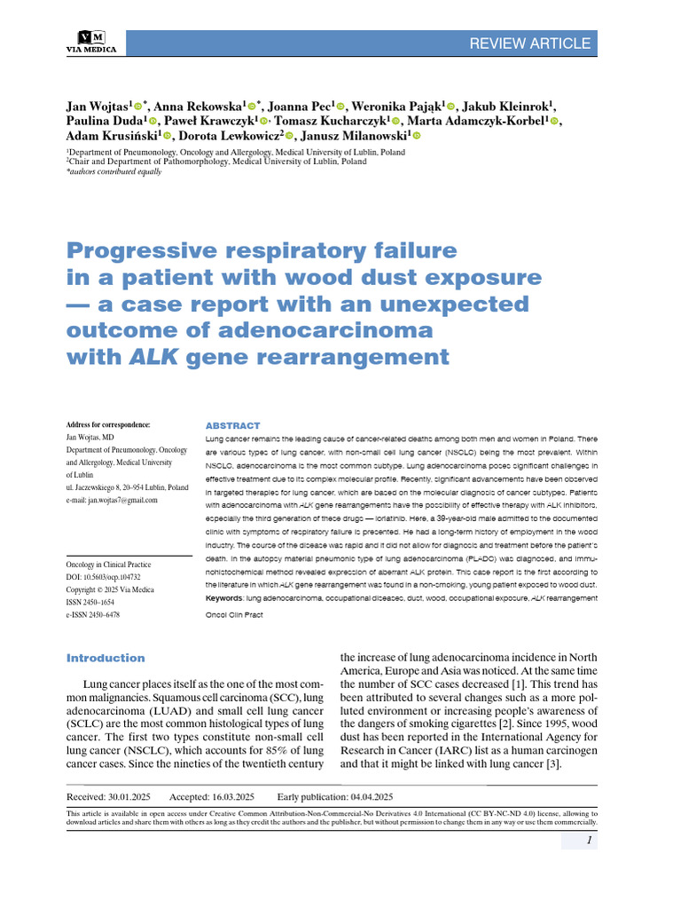 Progressive Respiratory Failure in A Patient With Wood Dust Exposure ...