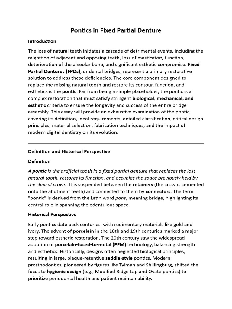 Understanding Pontics in FPDs | PDF | Dentures | Dental Anatomy