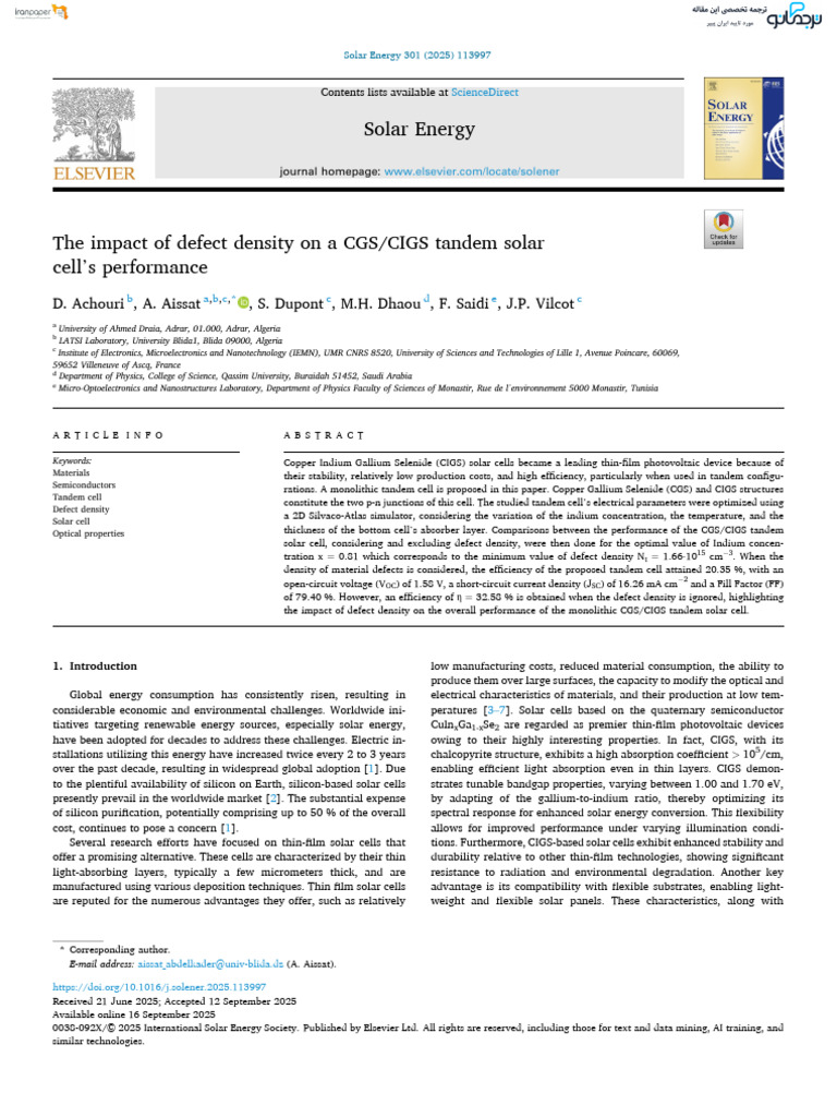 The Impact of Defect Density On A CGS | PDF | Solar Cell | Thin Film ...
