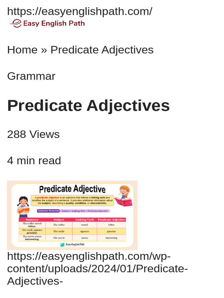 Predicative Adjectives | PDF