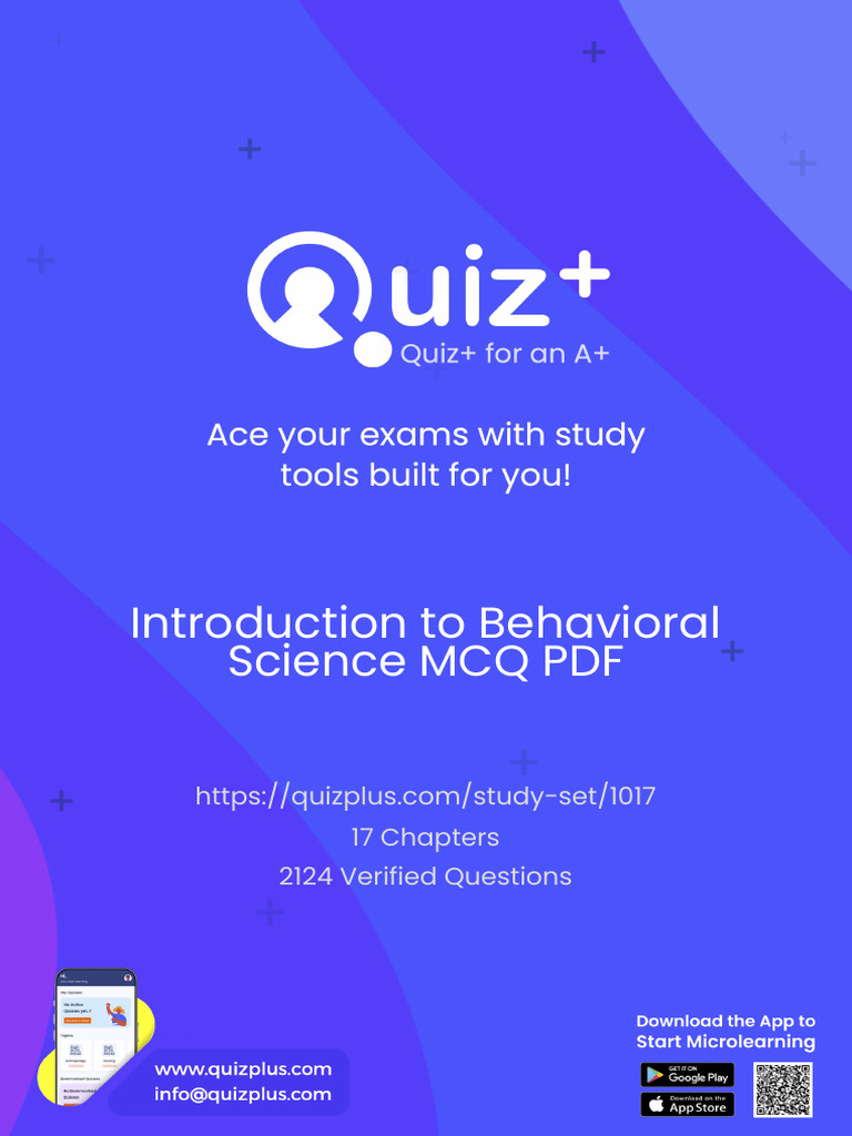 Introduction To Behavioral Science MCQ PDF | PDF | Science | Psychology