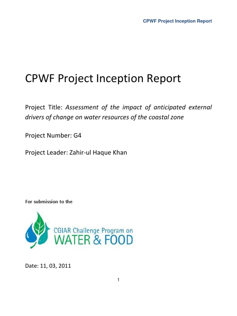 CPWF Project Inception Report: Project Title: Assessment of The Impact ...