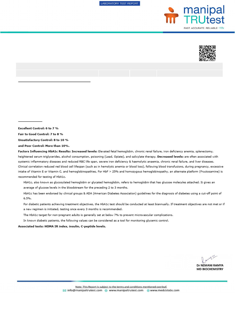 Biochemistry Test Results for Mrs. Rathod | PDF | Creatinine | Glycated ...