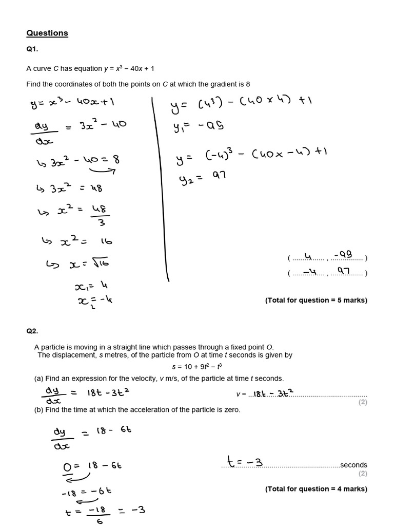Calculus Questions and Solutions | PDF | Function (Mathematics) | Velocity