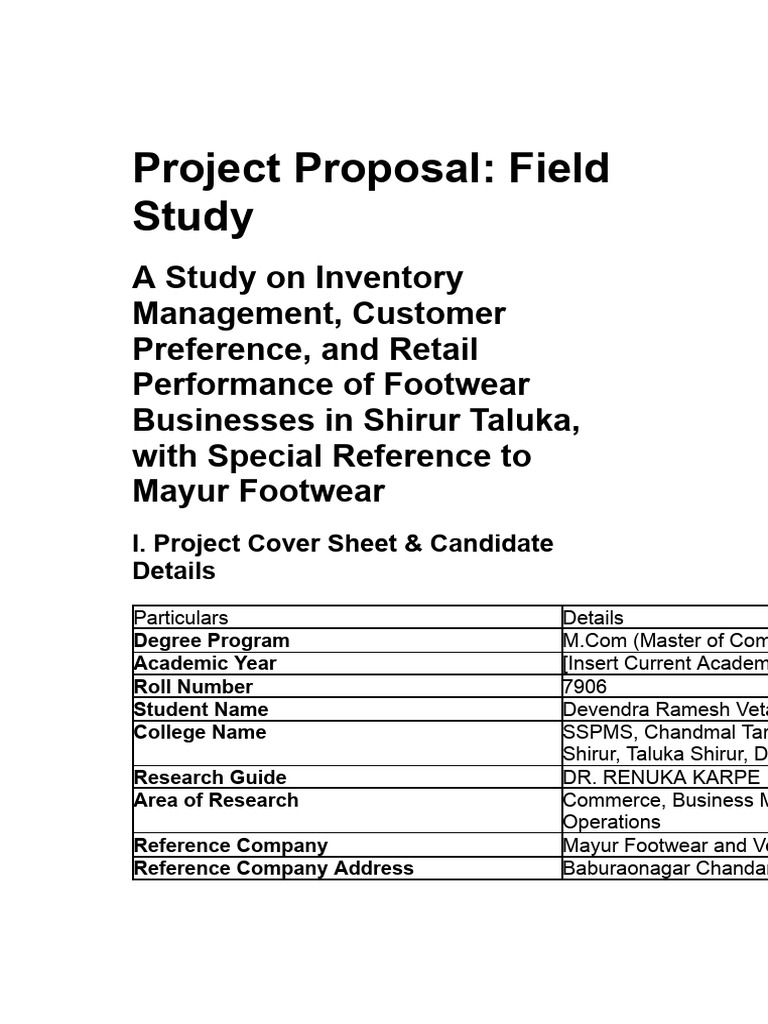 Footwear Retail Study in Shirur Taluka | PDF | Retail | Inventory