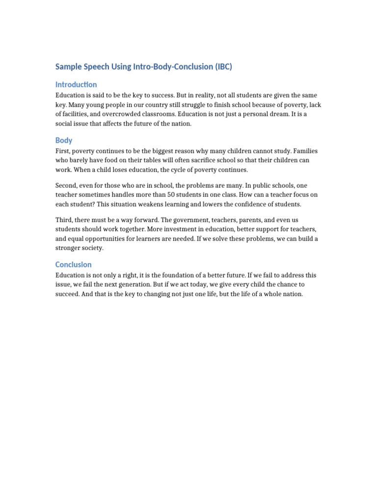 IBC Sample Speech | PDF