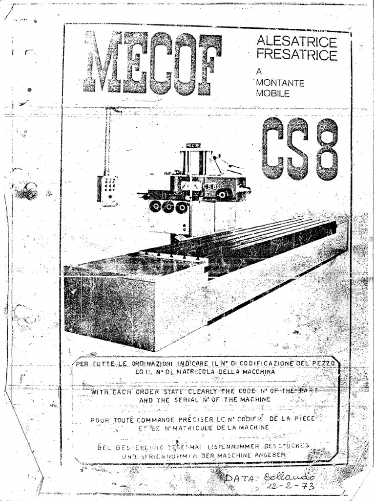 Manuale Mecof Cs8 Mat.017313 | PDF