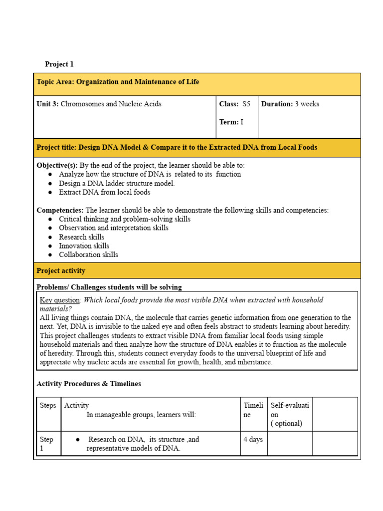 Biology - S5 - Term 1 - Project 1 - Design DNA Model & Compare It To ...