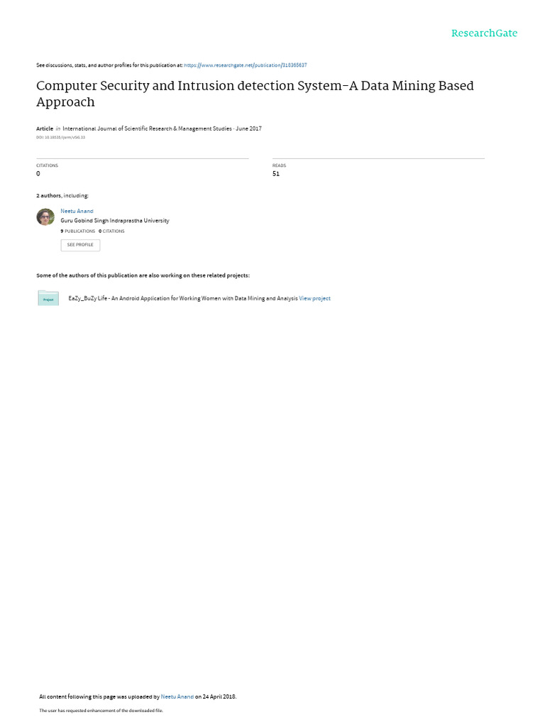 Computer Security and Intrusion Detection System - A Data Mining Based Approach by Tapas | PDF ...
