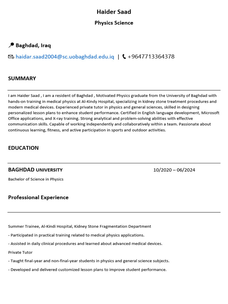 Haider Saad (CV) | PDF
