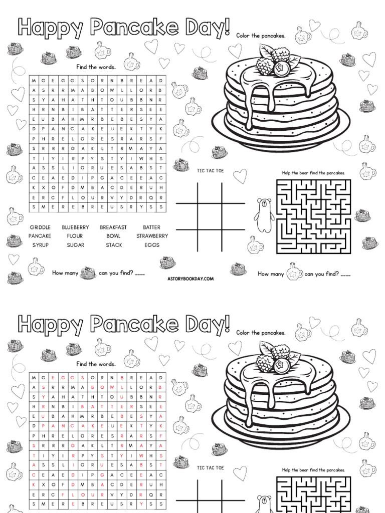 Pancake Day Word Search Activity | PDF | Pancake | Western Cuisine
