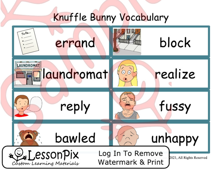 Knuffle+Bunny+Vocabulary Material 12737152 | PDF