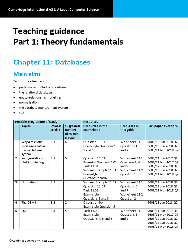 Chapter 11 Teaching Guidance | PDF | Databases | Sql