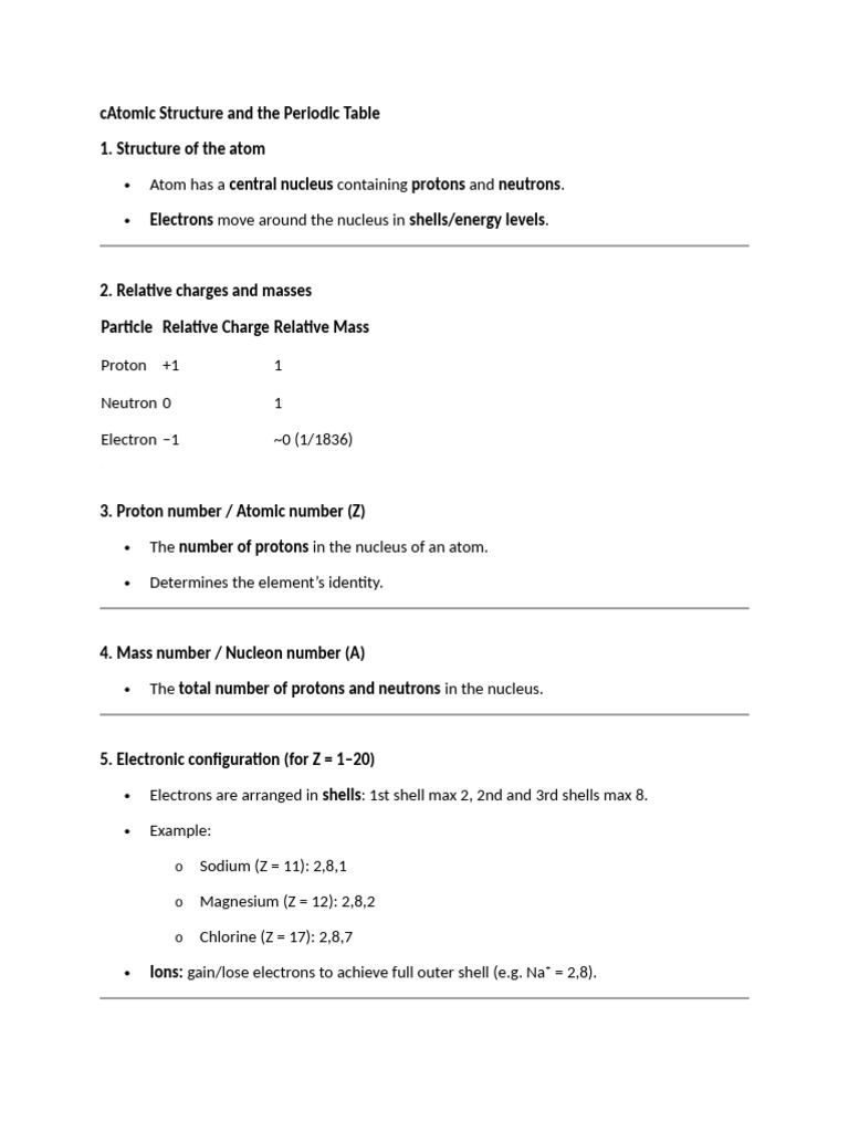 Atomic Structure and Periodic Table Insights | PDF | Ion | Reaction Rate