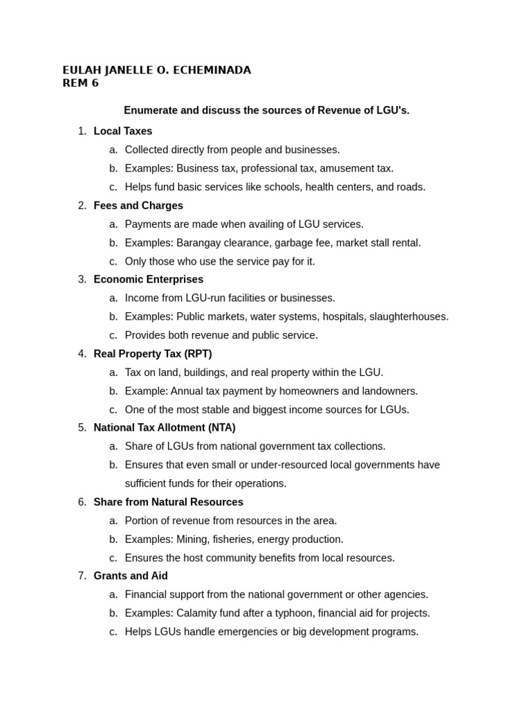 Revenue Sources for Local Government Units | PDF