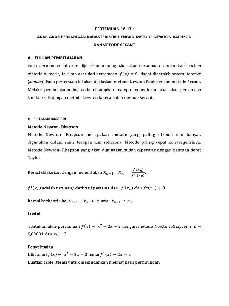 Akar Persamaan: Metode Newton & Secant | PDF