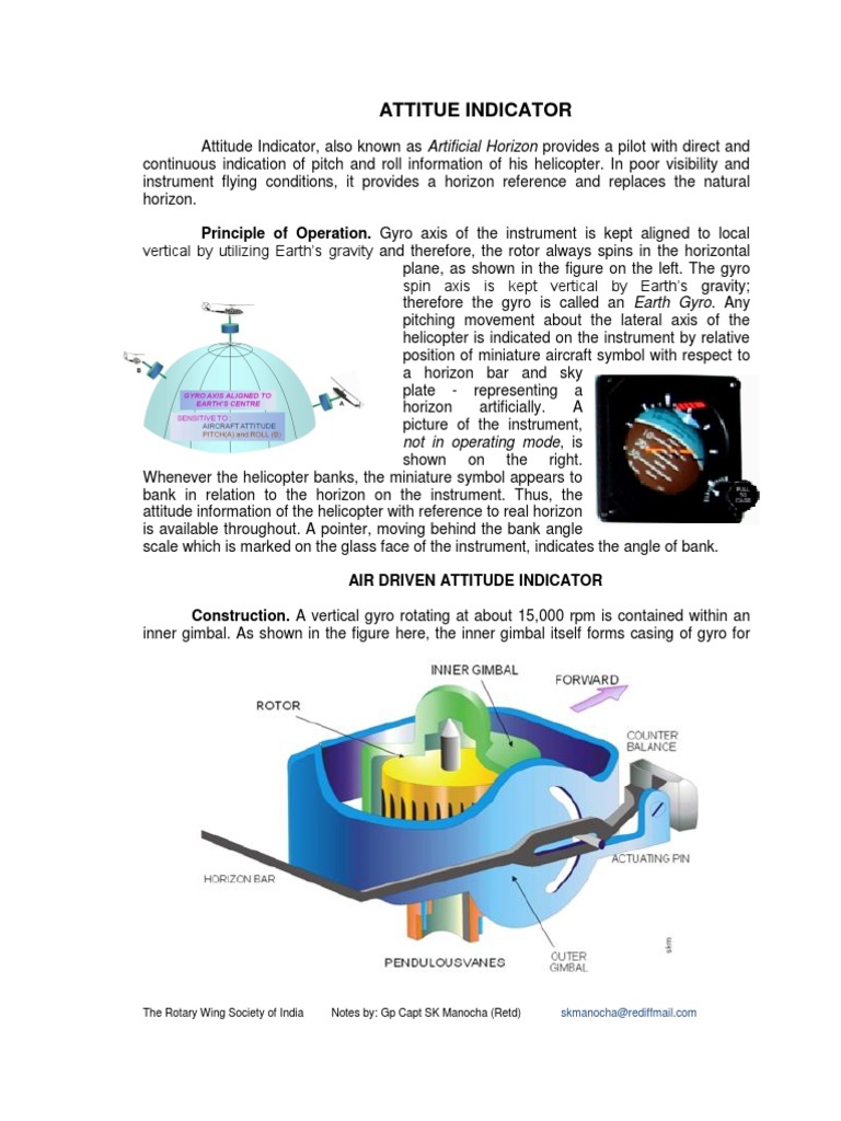 Attitude Indicator | PDF | Gyroscope | Rotation Around A Fixed Axis