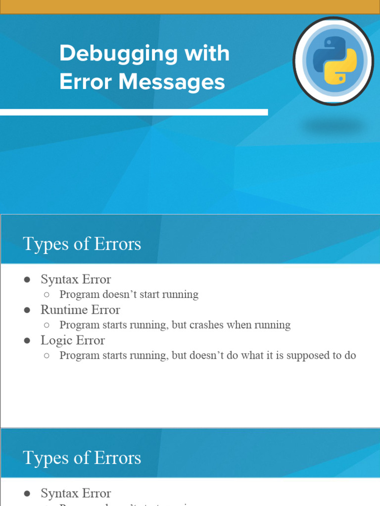 Debugging With Error Messages Pdf Computer Programming Computing