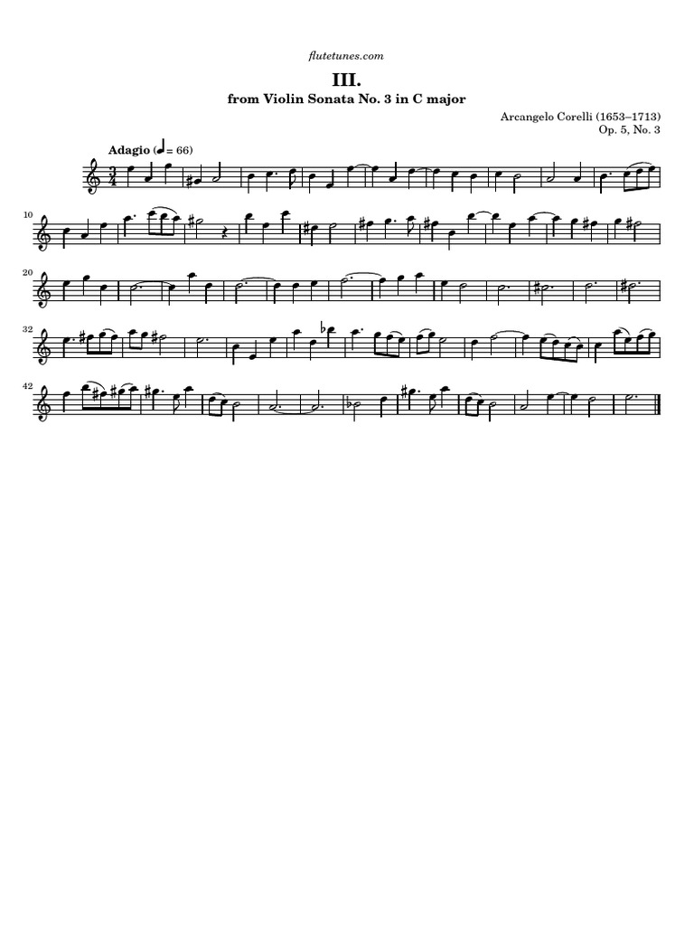 corelli-violin-sonata-op5-no3-iii-adagio | PDF | Musical Compositions | Classical Music