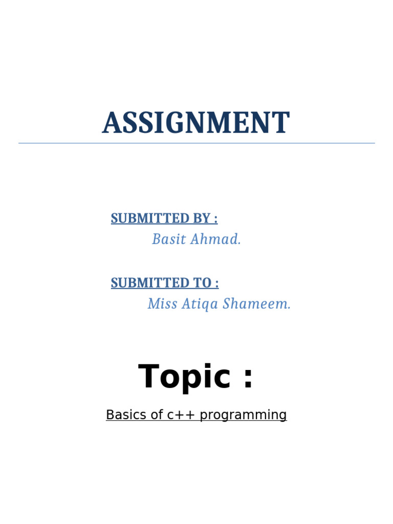 Miss Atiqa Assignment by Basit Ahmad | PDF | Integer (Computer Science ...
