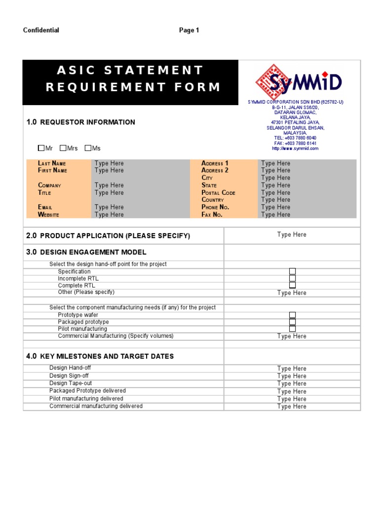 Asic Statement Requirement Form: Requestor Information | PDF | Computer ...