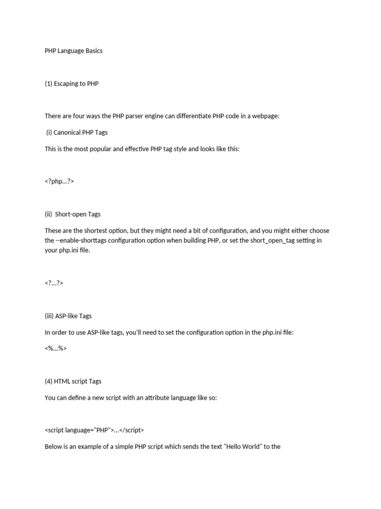 PHP Basics: Code, Comments, and Variables | PDF | Php | Variable ...