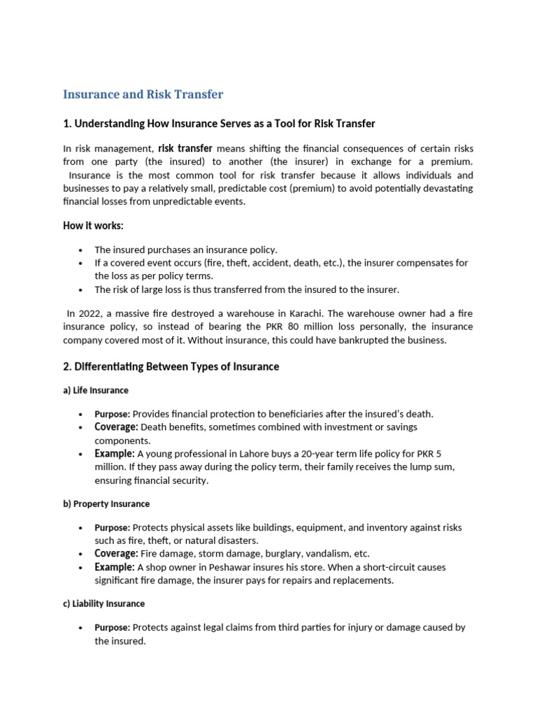 Insurace N Risk Transfer | PDF | Insurance | Reinsurance