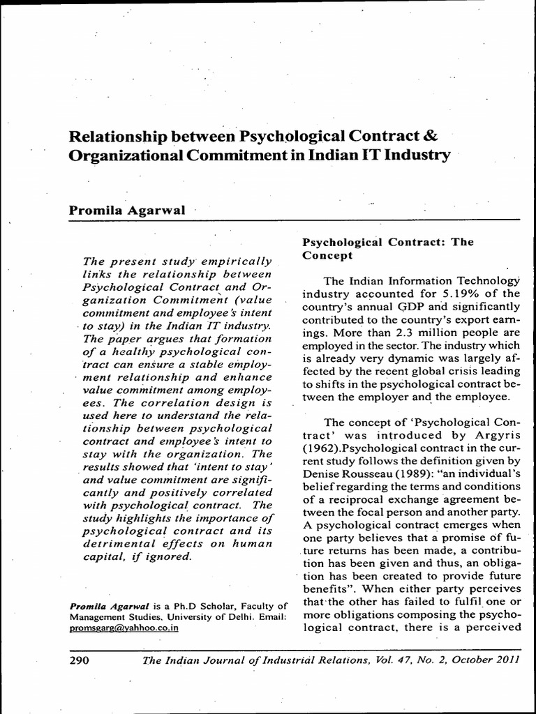 Psychological Contract & Organizational Commitment | PDF | Social ...