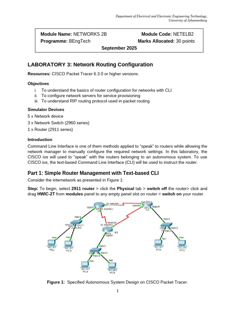LAB 3 - Network Routing Configuration | PDF | Router (Computing) | Computer Network