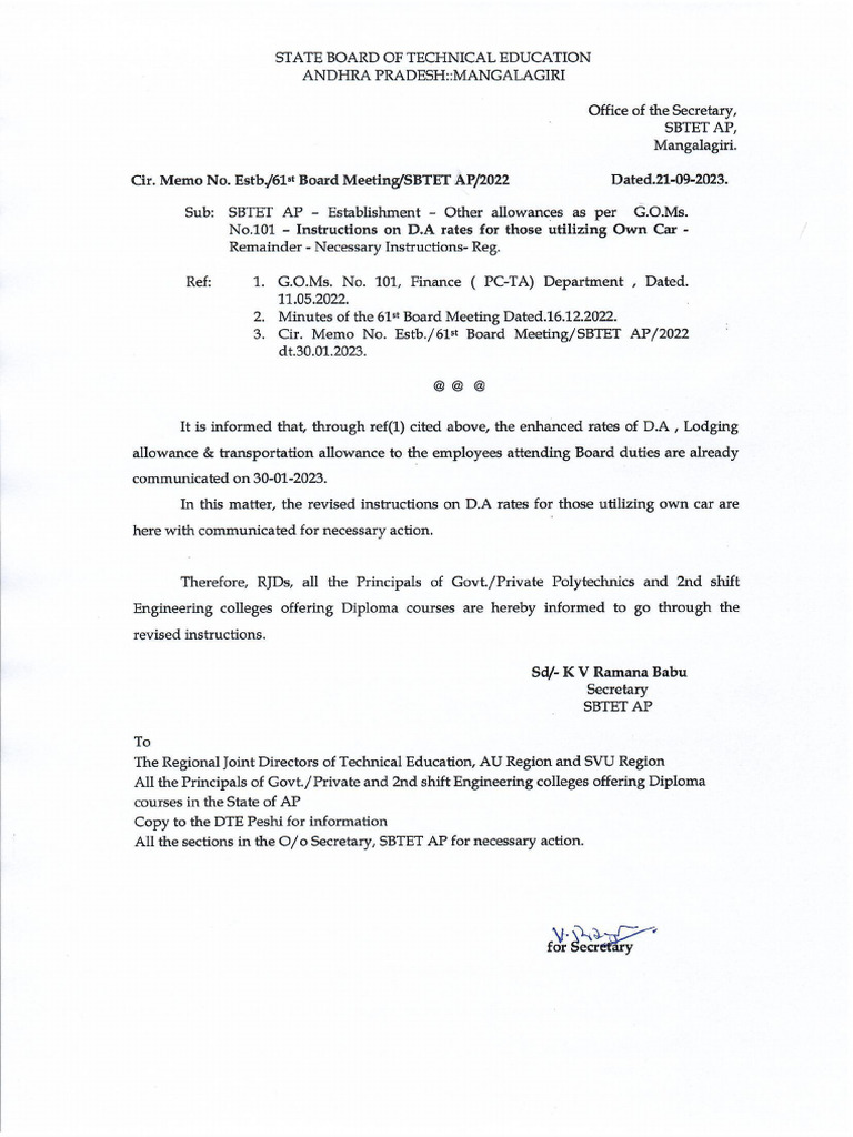 Revised Rates of DA For Own Car - 376. | PDF
