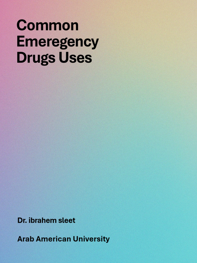 Common Emergency Drug Uses Explained | PDF | Shock (Circulatory ...