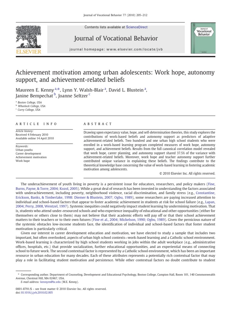 Journal of Vocational Behavior | PDF | Motivation | Motivational