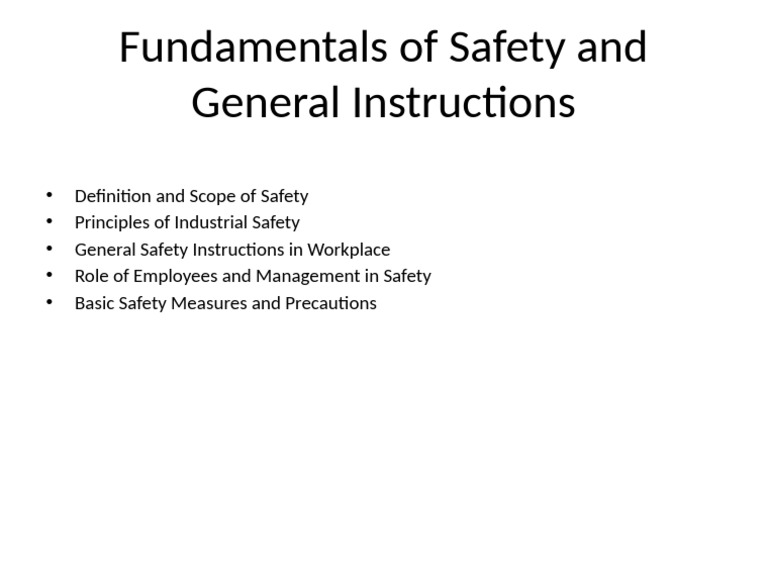 Fundamentals of Safety and General Instructions | PDF