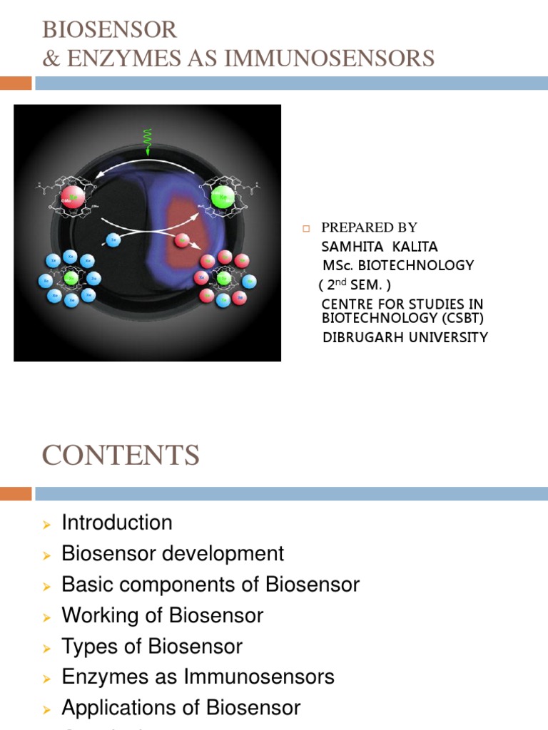 MY 2nd Sem. Presttn Biosensor & Enzymes As Immunosensors | PDF | Biosensor | Elisa