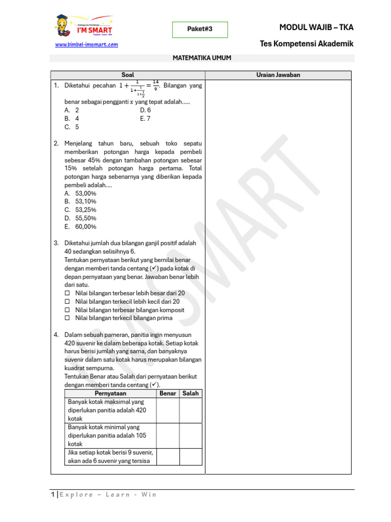 Paket#3 TKA MTK Umum 2025 - Ver2 | PDF
