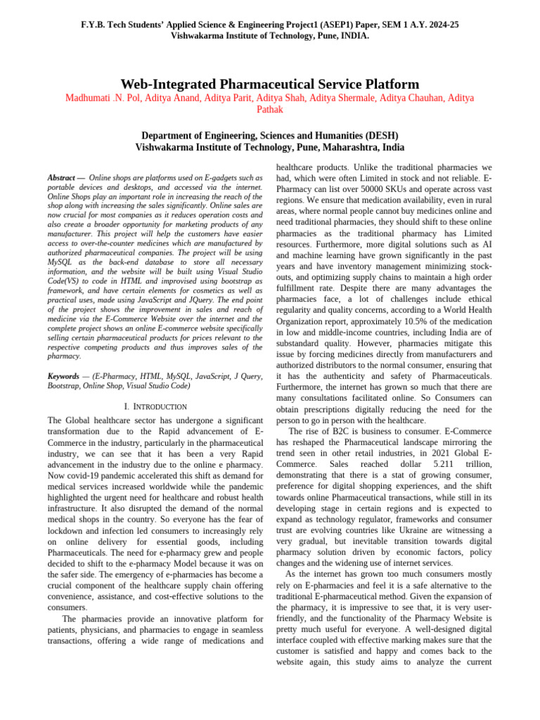CS-A4 ASEP1 Research Paper | PDF | Pharmacy | E Commerce