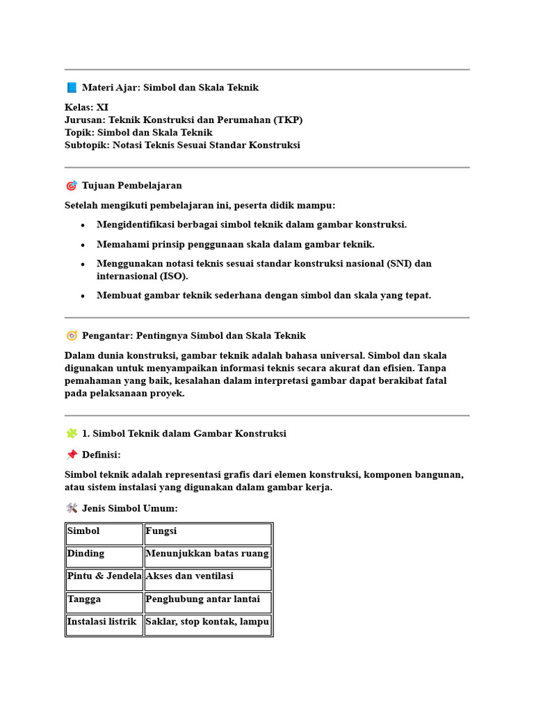 Simbol dan Skala Teknik Konstruksi XI | PDF