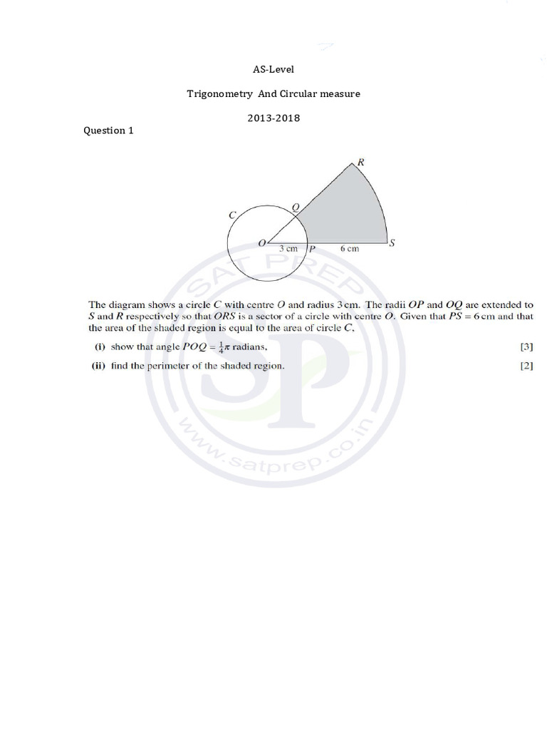 AS-Level Trigonometry Questions 2013-2018 | PDF