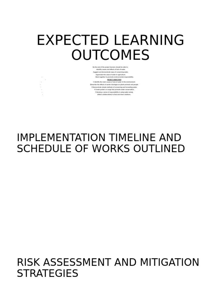 Water Conservation Project for Learners | PDF | Learning | Risk