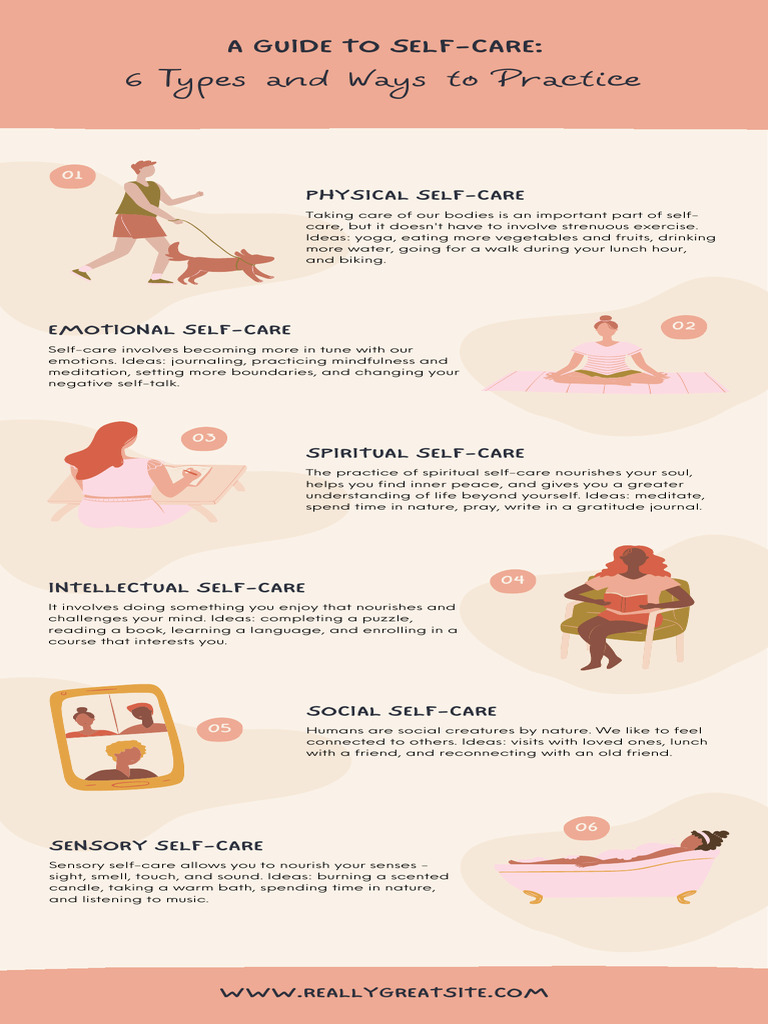Cream Illustration Self Care Guides Infographic | PDF